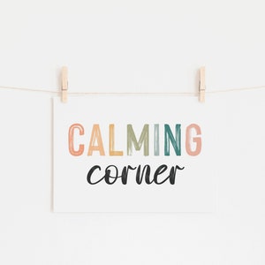 DIGITAL DOWNLOAD Calming Corner Sign Safe Space Wall Art Classroom ...