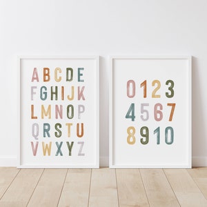 DIGITAL DOWNLOAD Alphabet Poster Nursery Decor Neutral ABC 123 ...