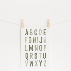 DIGITAL DOWNLOAD Nursery Decor Set of Two Green Alphabet Numbers Poster ...