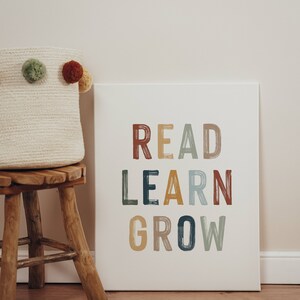DIGITAL DOWNLOAD Read Learn Grow Reading Nook Kids Educational Posters ...