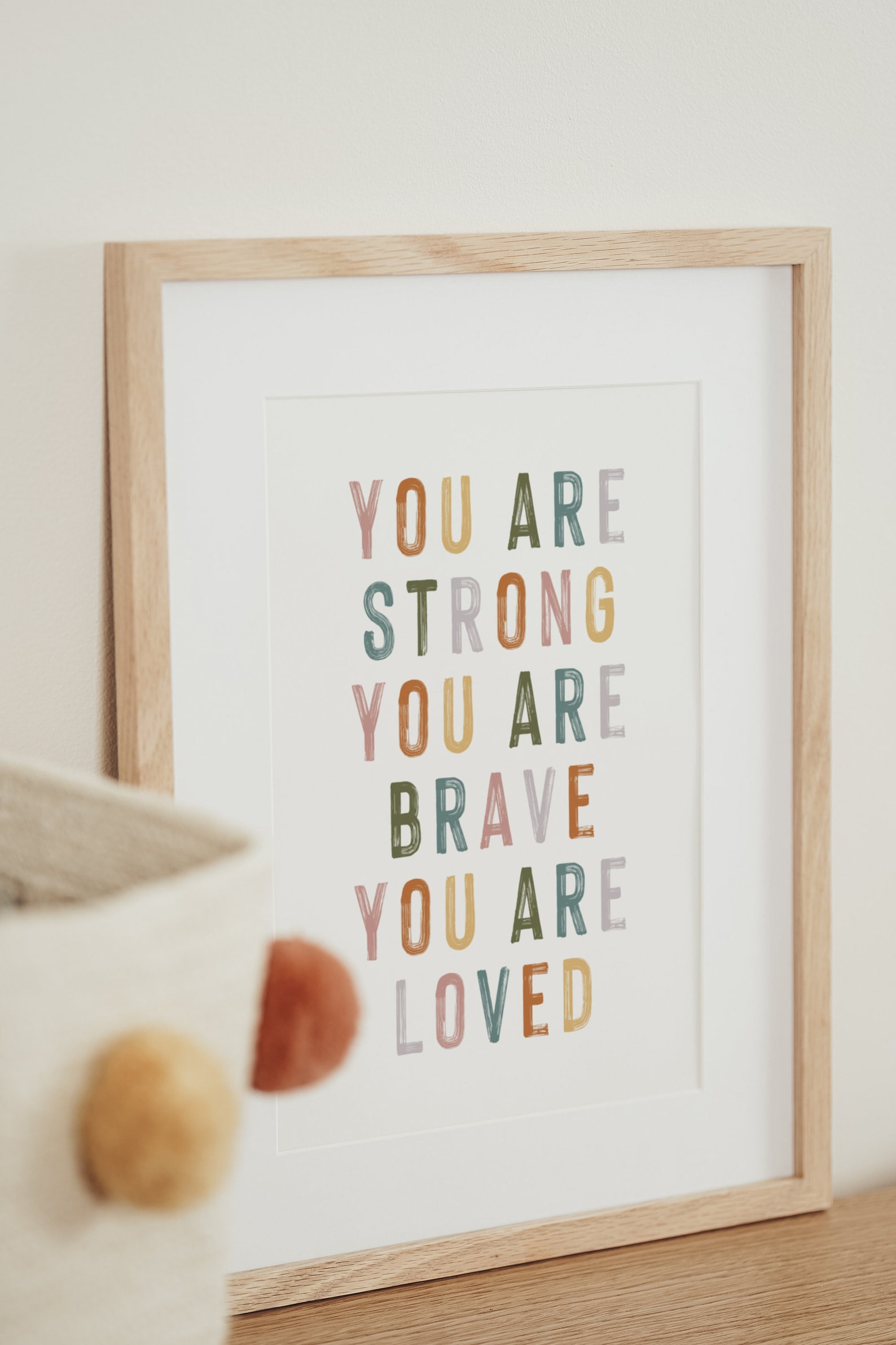 DIGITAL DOWNLOAD Strong Brave Loved Rainbow Nursery Wall | Etsy