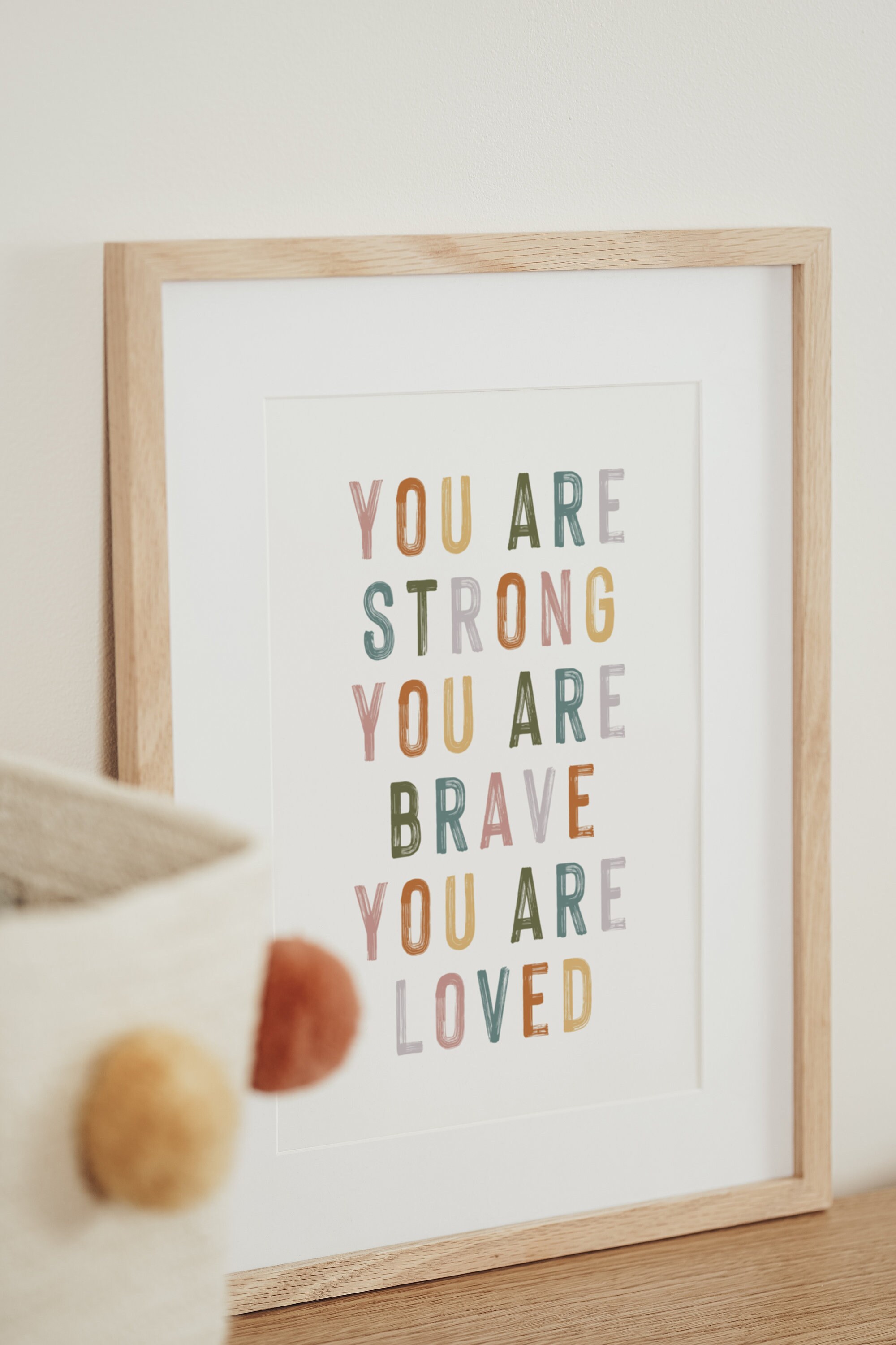 DIGITAL DOWNLOAD Strong Brave Loved Rainbow Nursery Wall | Etsy