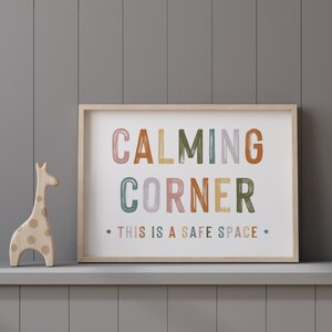 DIGITAL DOWNLOAD Calming Corner Sign Safe Space Wall Art Classroom ...