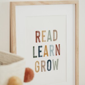 DIGITAL DOWNLOAD Read Learn Grow Reading Nook Kids Educational Posters ...