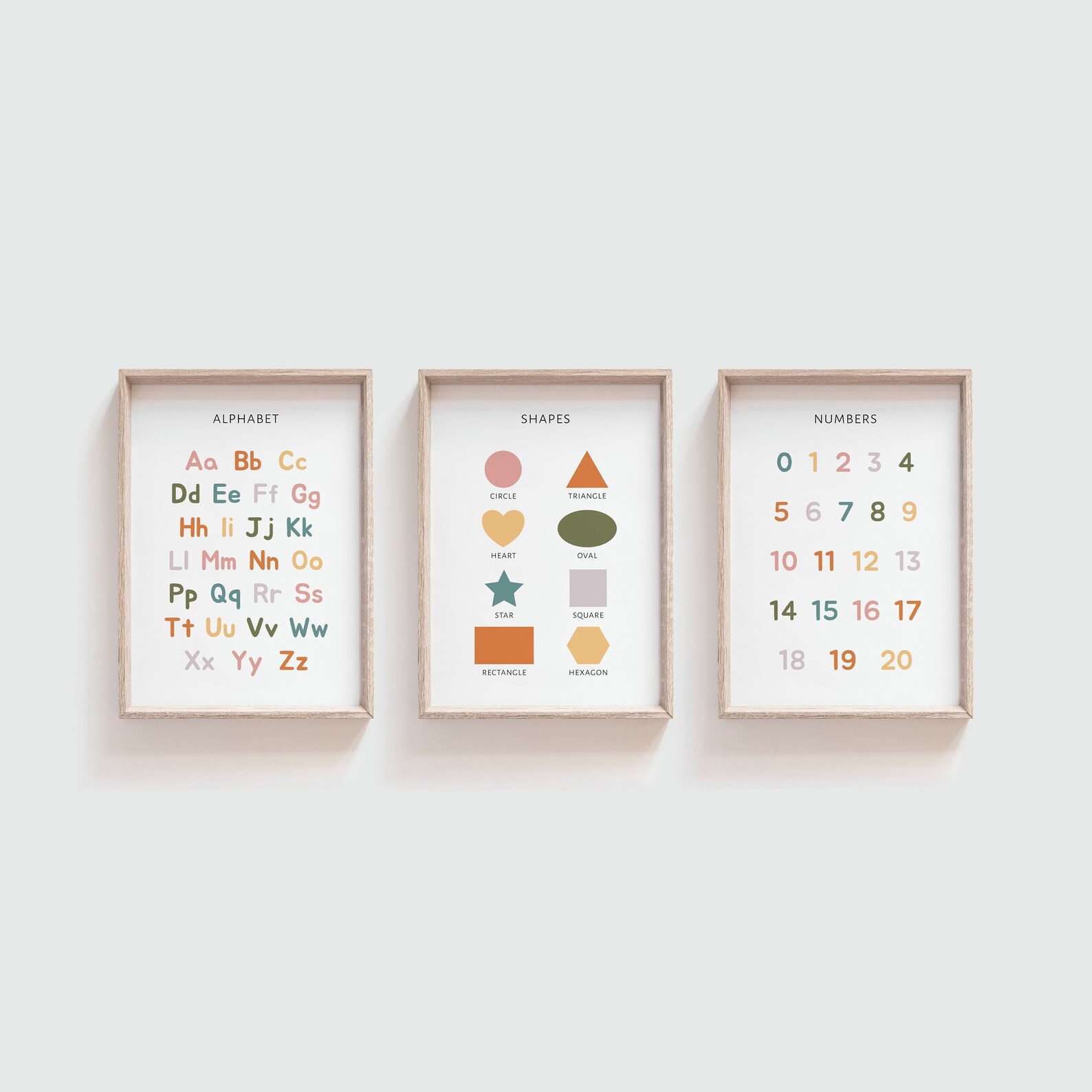 DIGITAL DOWNLOAD Alphabet Numbers Shapes Set of 3 - Etsy