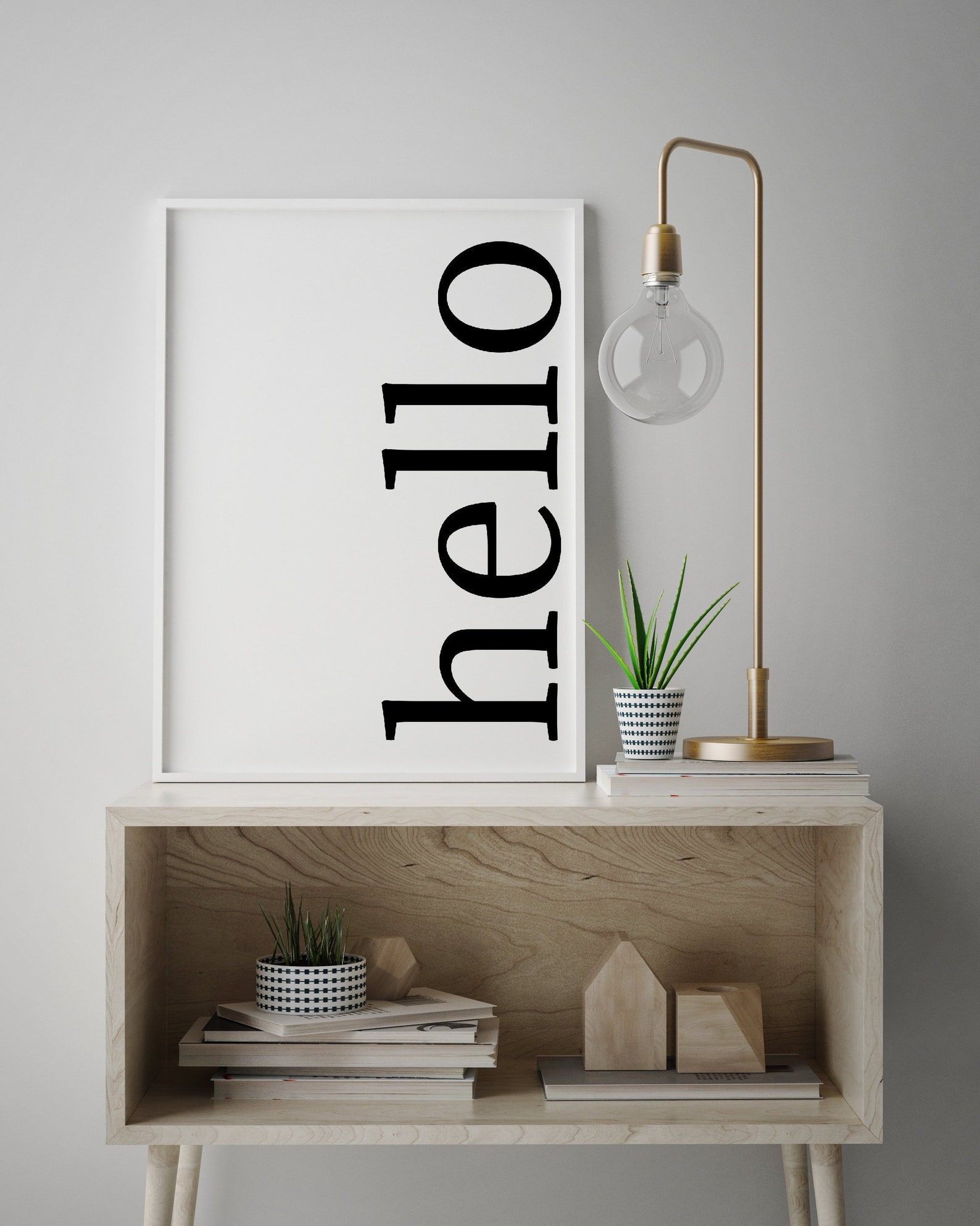 DIGITAL DOWNLOAD Hello Sign Printable Wall Art Black and White | Etsy