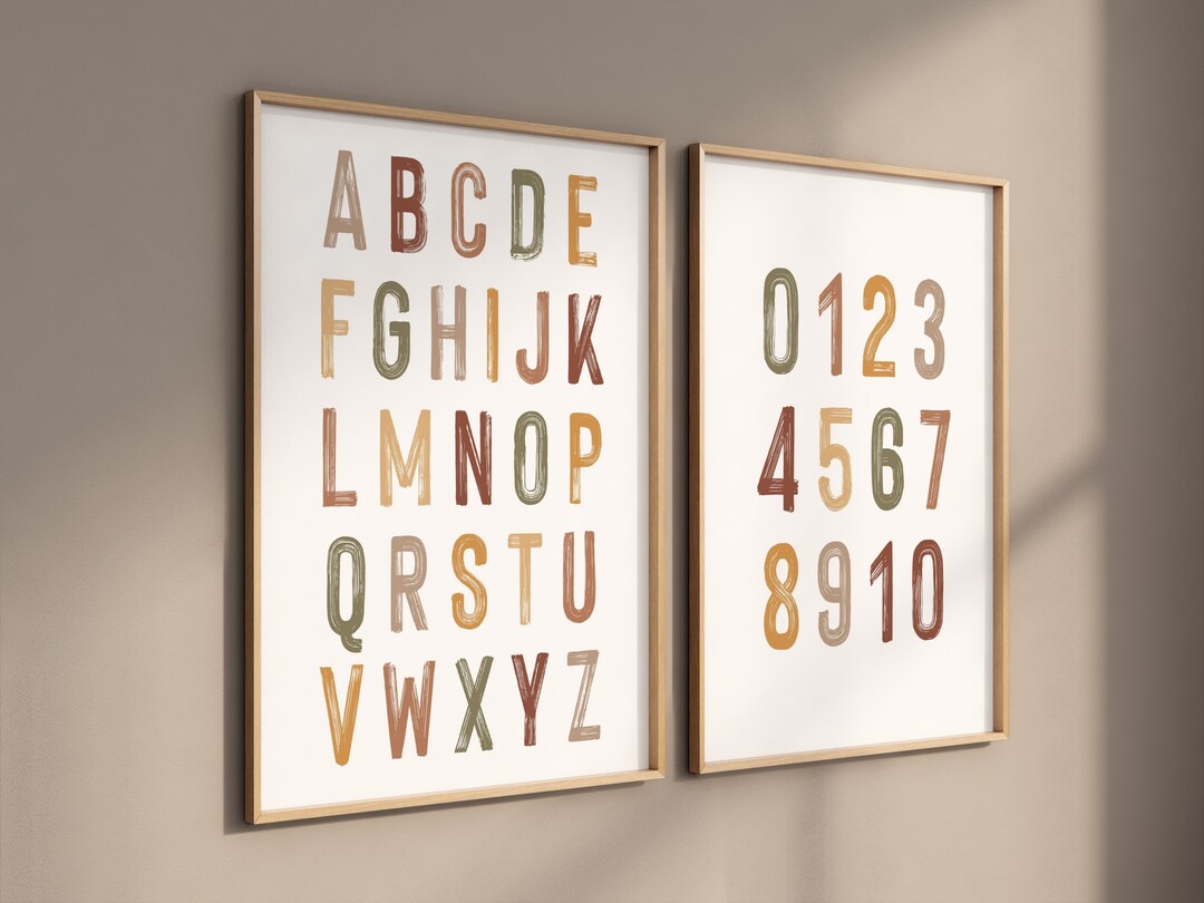DIGITAL DOWNLOAD Alphabet Poster Nursery Decor Neutral ABC 123 ...
