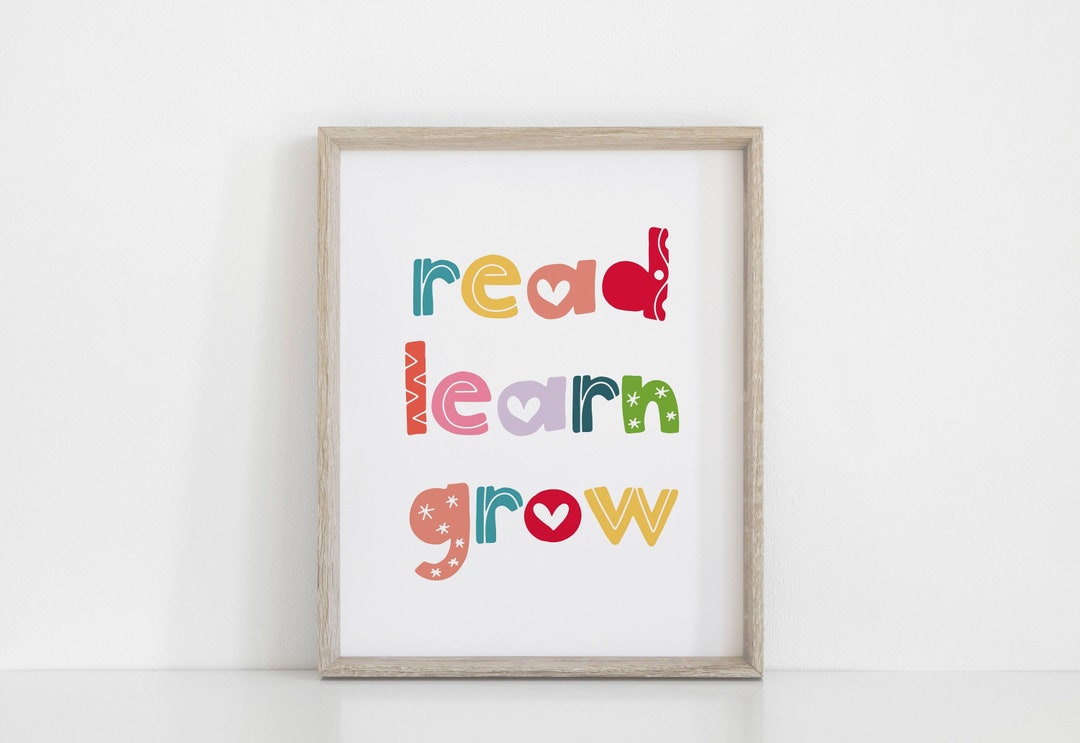 DIGITAL DOWNLOAD Read Learn Grow Reading Nook Kids Educational Posters ...
