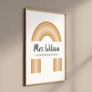 DIGITAL DOWNLOAD Teacher Name Sign Boho Classroom Decor Neutral Rainbow ...