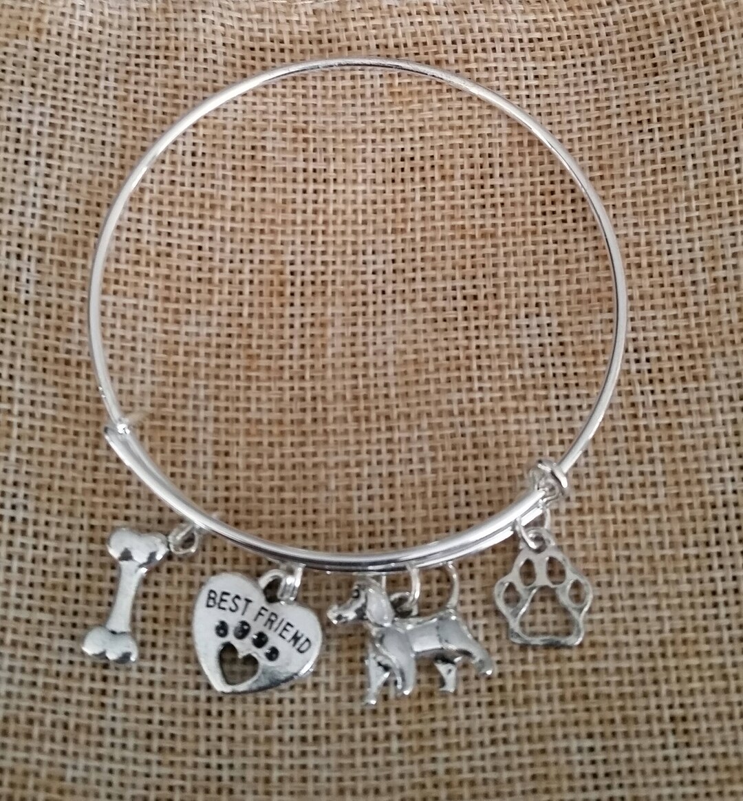 Beagle Charm Bangle Bracelet, Dog Charm Bracelet, Pet Bangle Bracelet ...