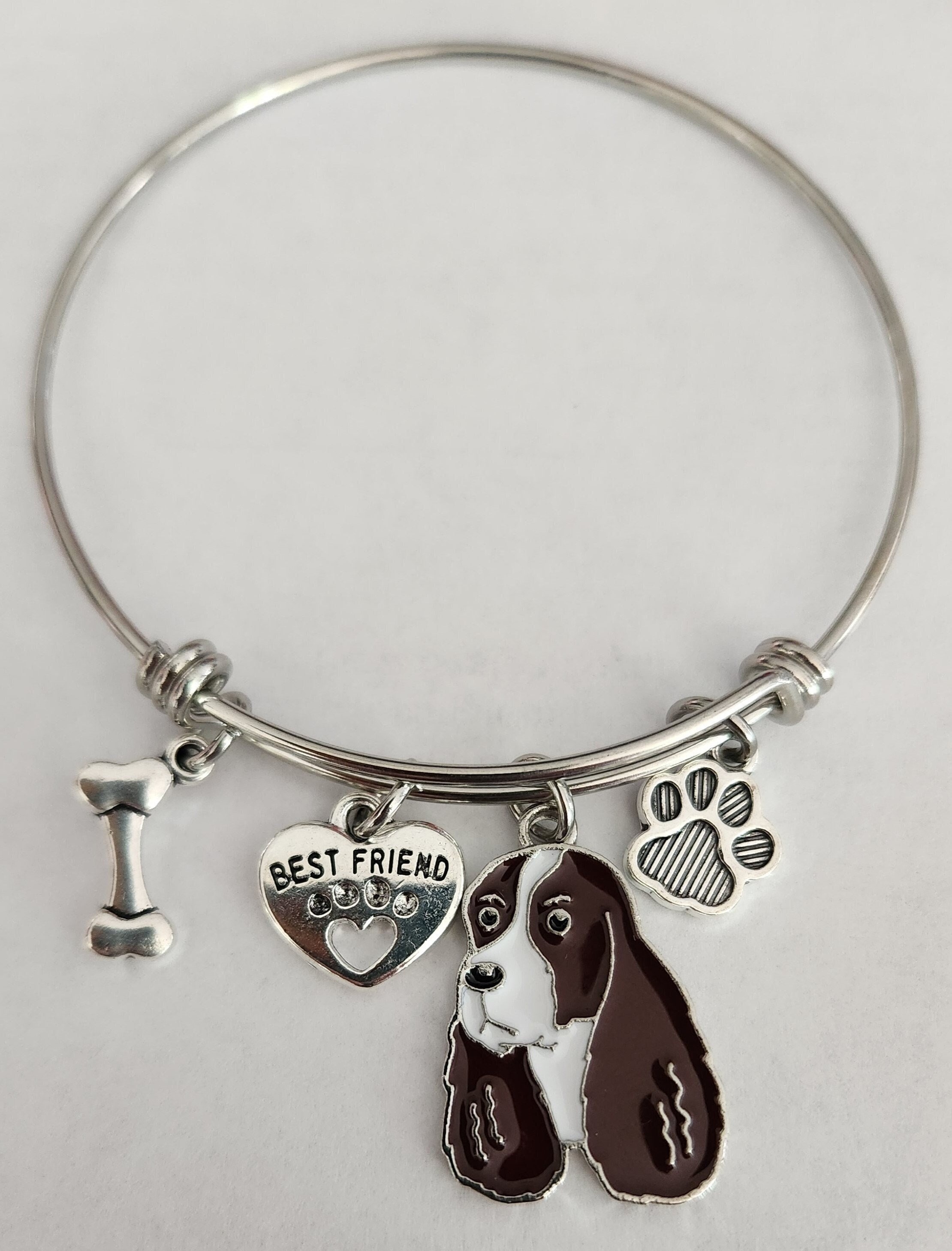 English Springer Spaniel Charm Bangle Bracelet, Dog Charm Bracelet, Pet ...