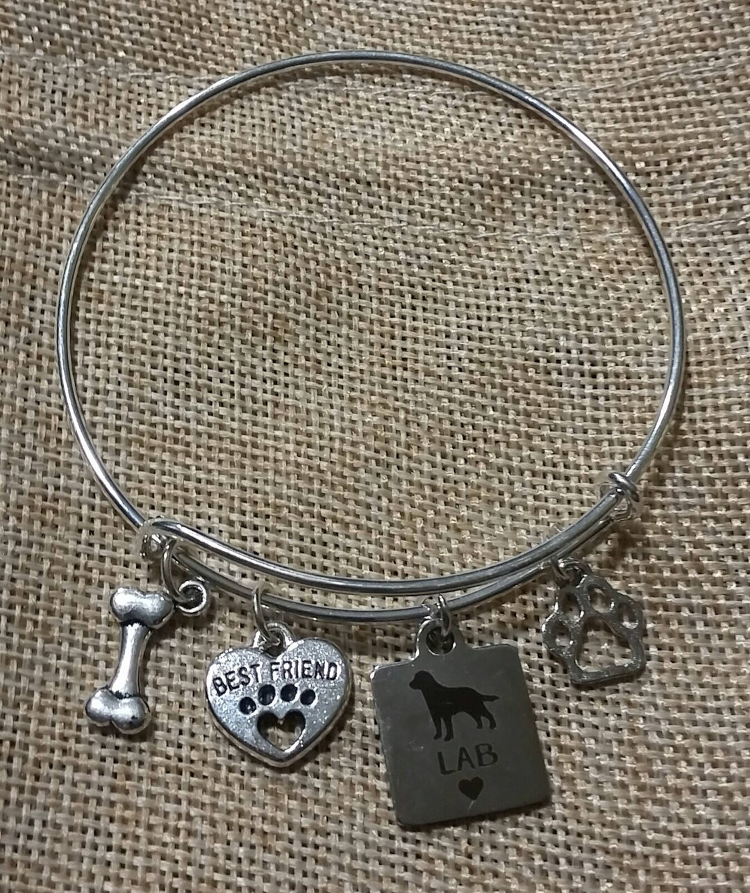 Labrador Retriever Charm Bangle Bracelet, Dog Charm Bracelet, Pet ...