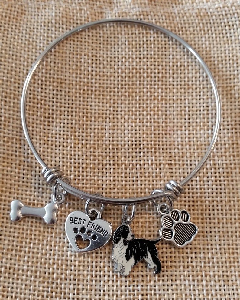 English Springer Spaniel Charm Bangle Bracelet Dog Charm | Etsy