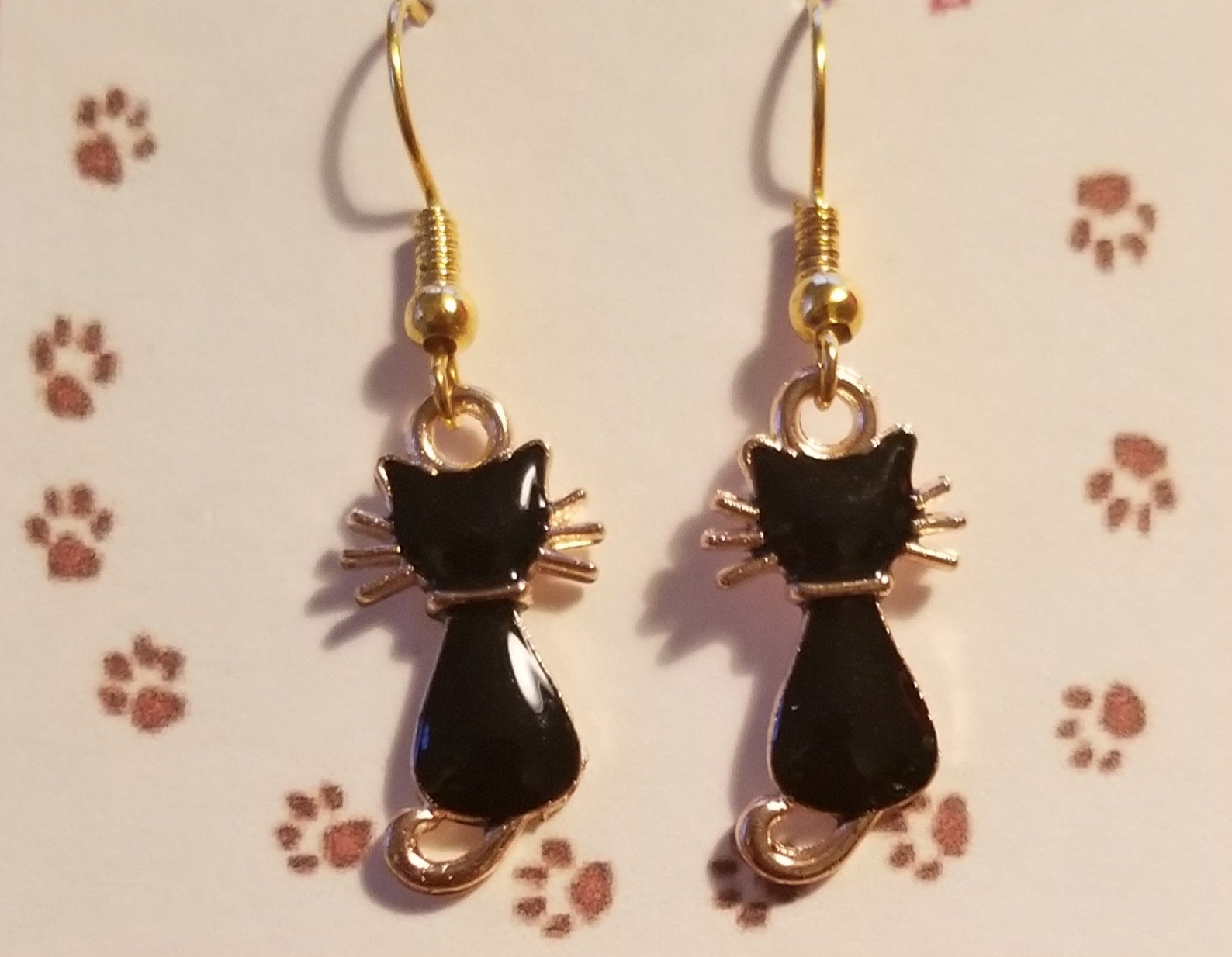 Black Cat Dangle Earrings. Animal Lover Jewelry. Cute Cat Earring. Cat ...