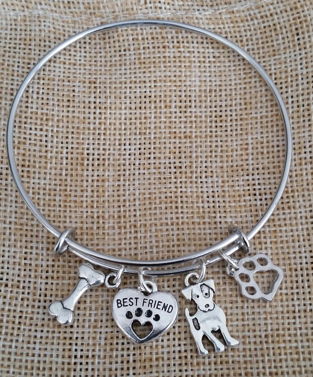 Jack Russell Charm Bangle Bracelet, Dog Charm Bracelet, Pet Jewelry ...