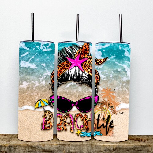 Black Floral Mom Life Messy Bun Tumbler Mom Bun 20oz Skinny Etsy