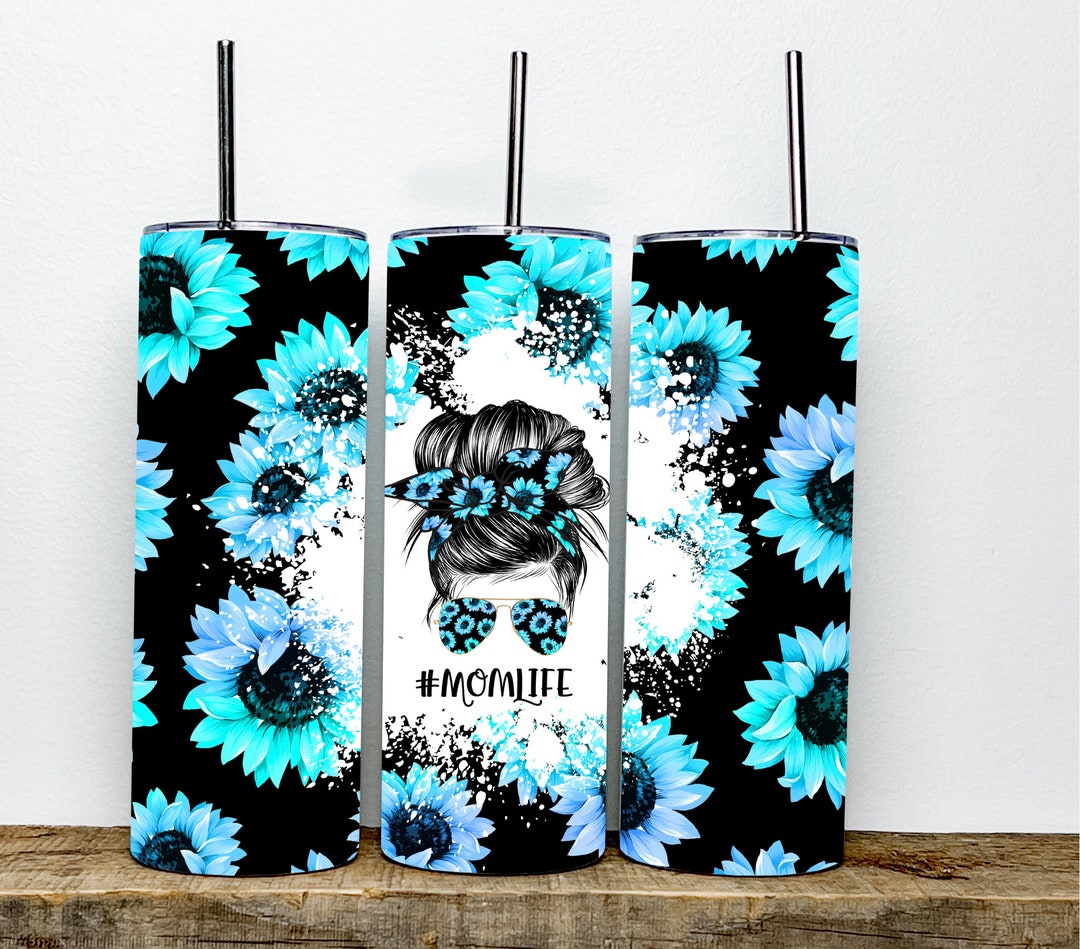 Blue Sunflower Tumbler | #momlife | Mom Life Tumbler | 20oz Skinny ...