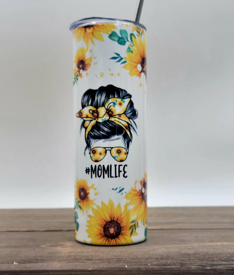 White Sunflower Tumbler Momlife Mom Life Tumbler 20oz Etsy