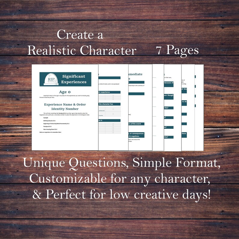 Character Questionnaire - Etsy