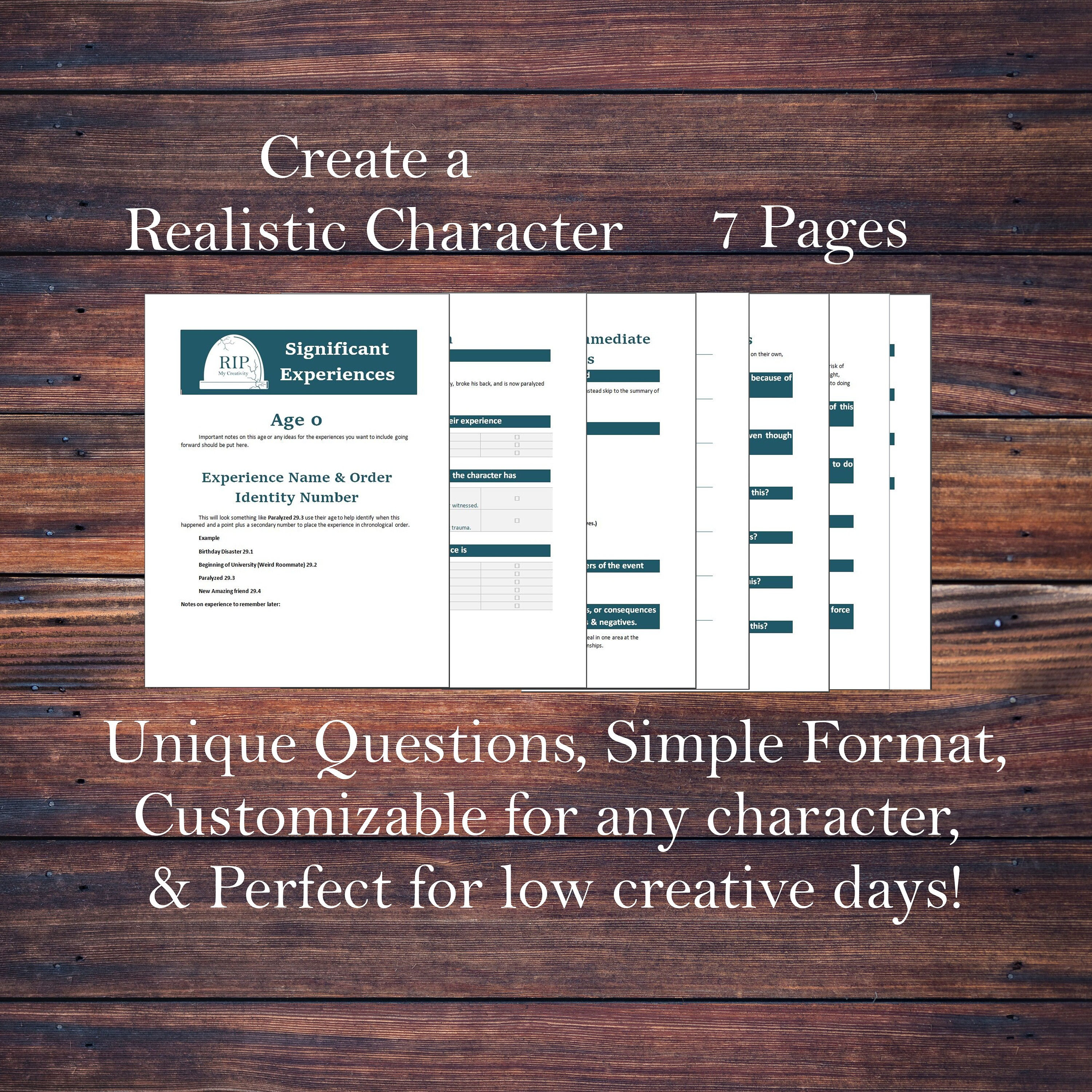 Character Questionnaire - Etsy