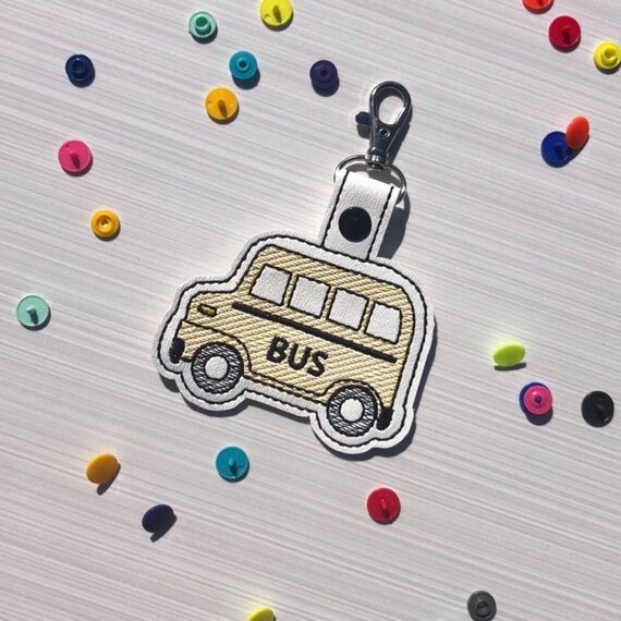 School Bus Embroidery Design in the Hoop Design Snap Tab - Etsy