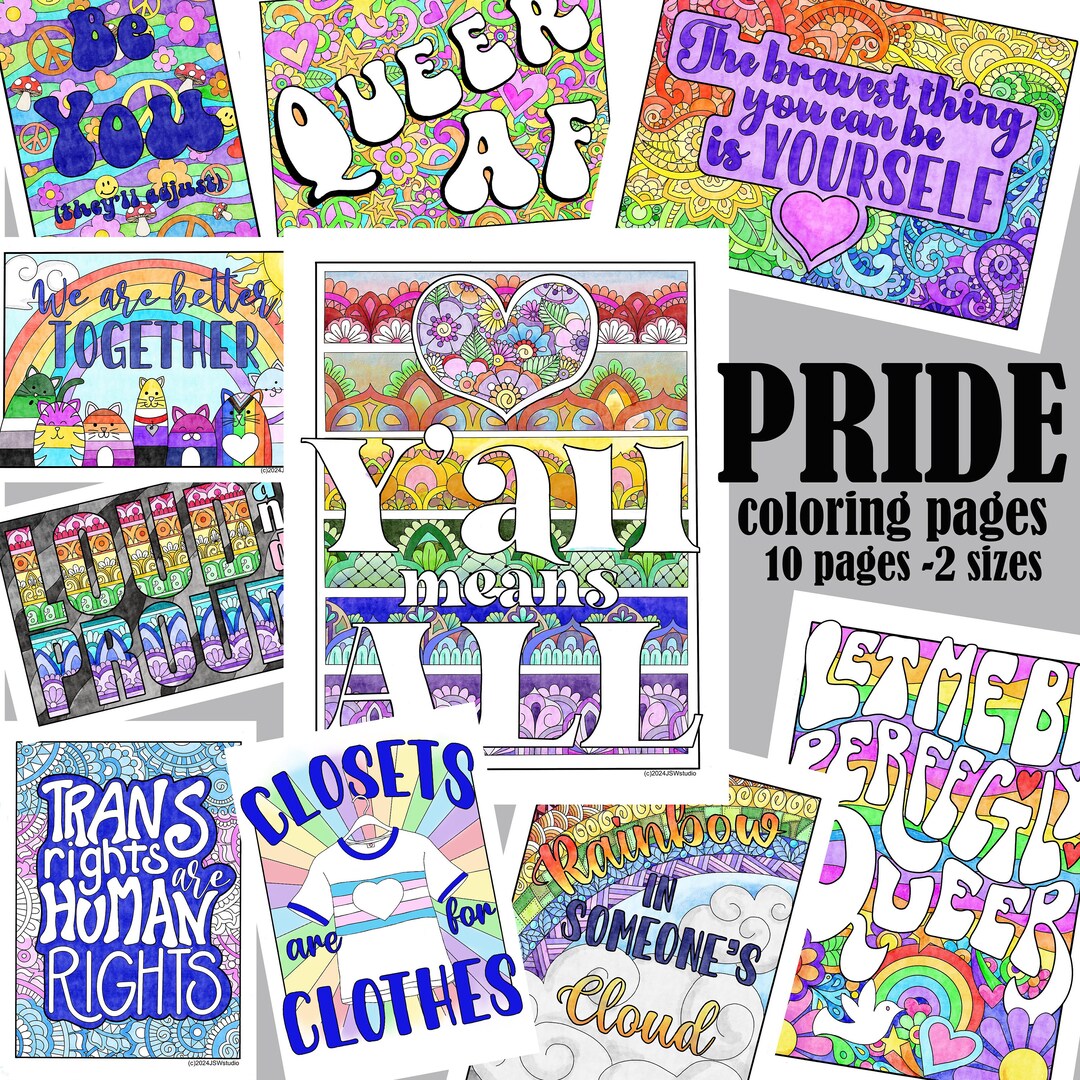 PRIDE Coloring Book Downloadable, Printable, LGBTQ, Trans, Queer ...