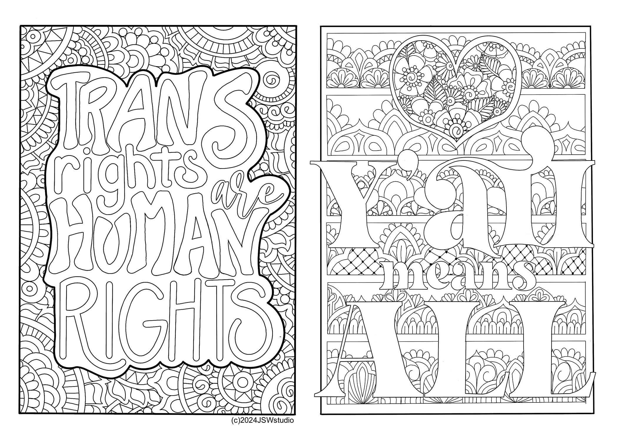 PRIDE Coloring Book Downloadable, Printable, LGBTQ, Trans, Queer ...