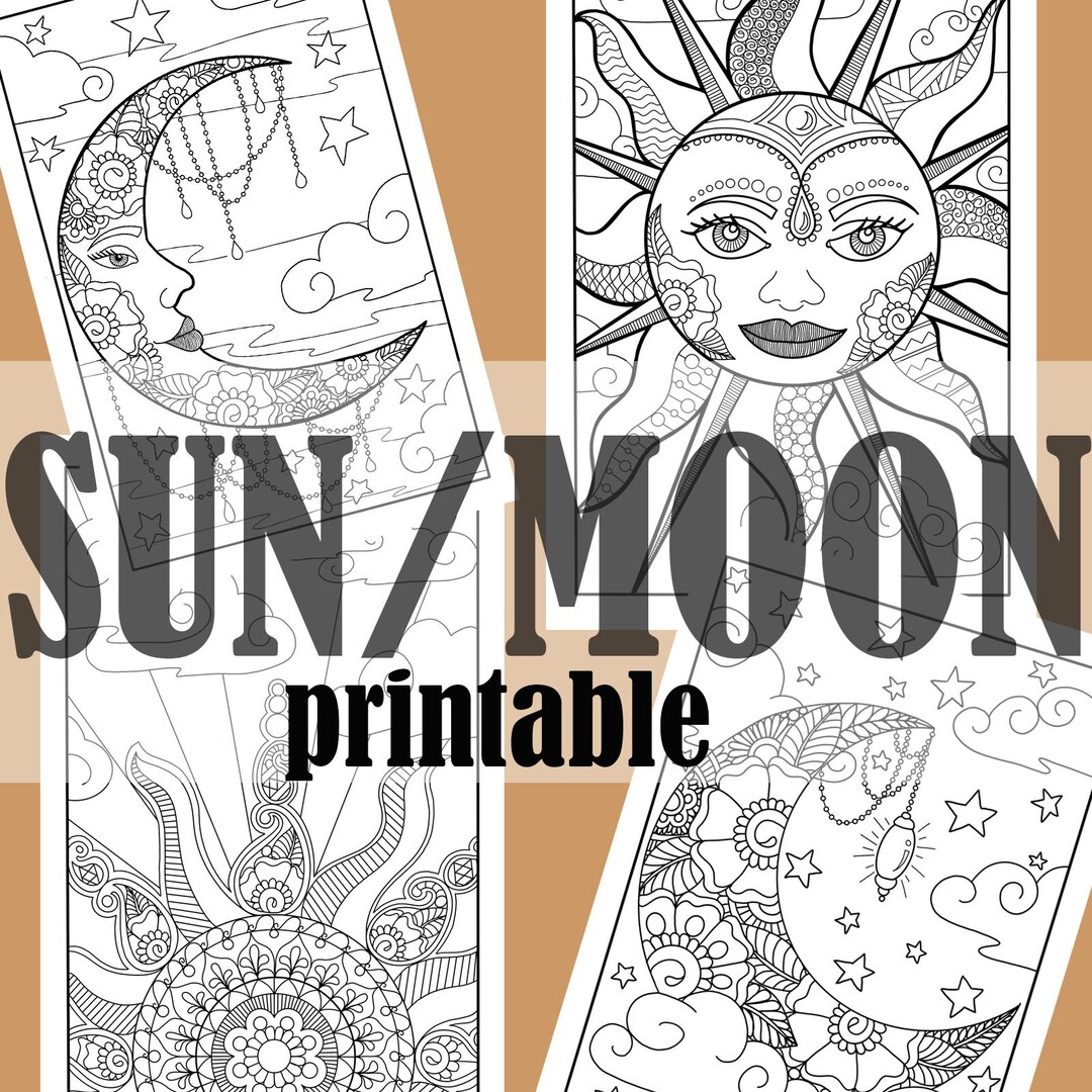 Sun and Moon Coloring Pages, Downloadable, Printable, Celestial - Etsy UK