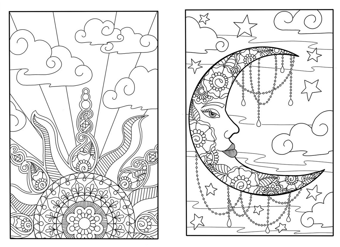 Printable Download SUN MOON Coloring Pages - Etsy