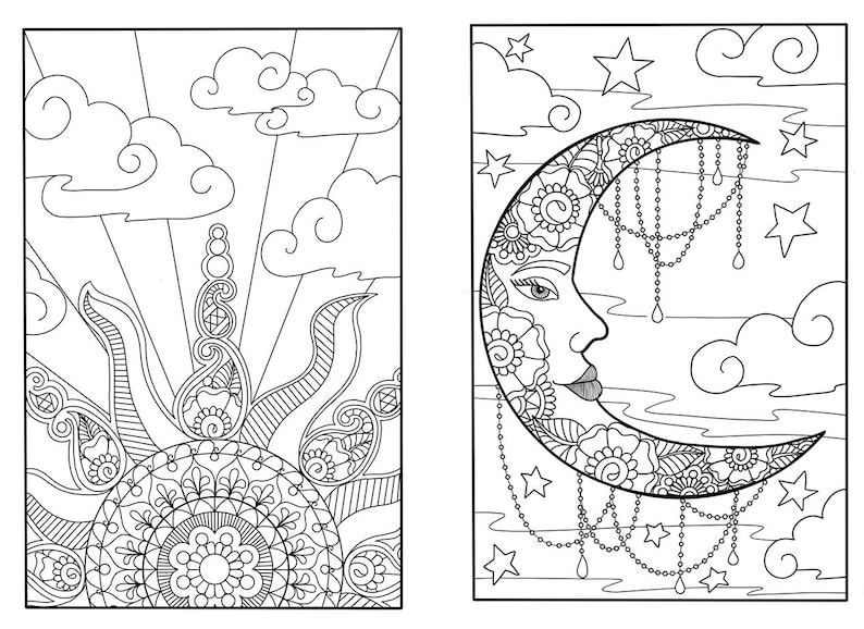 Printable Download SUN MOON Coloring Pages - Etsy