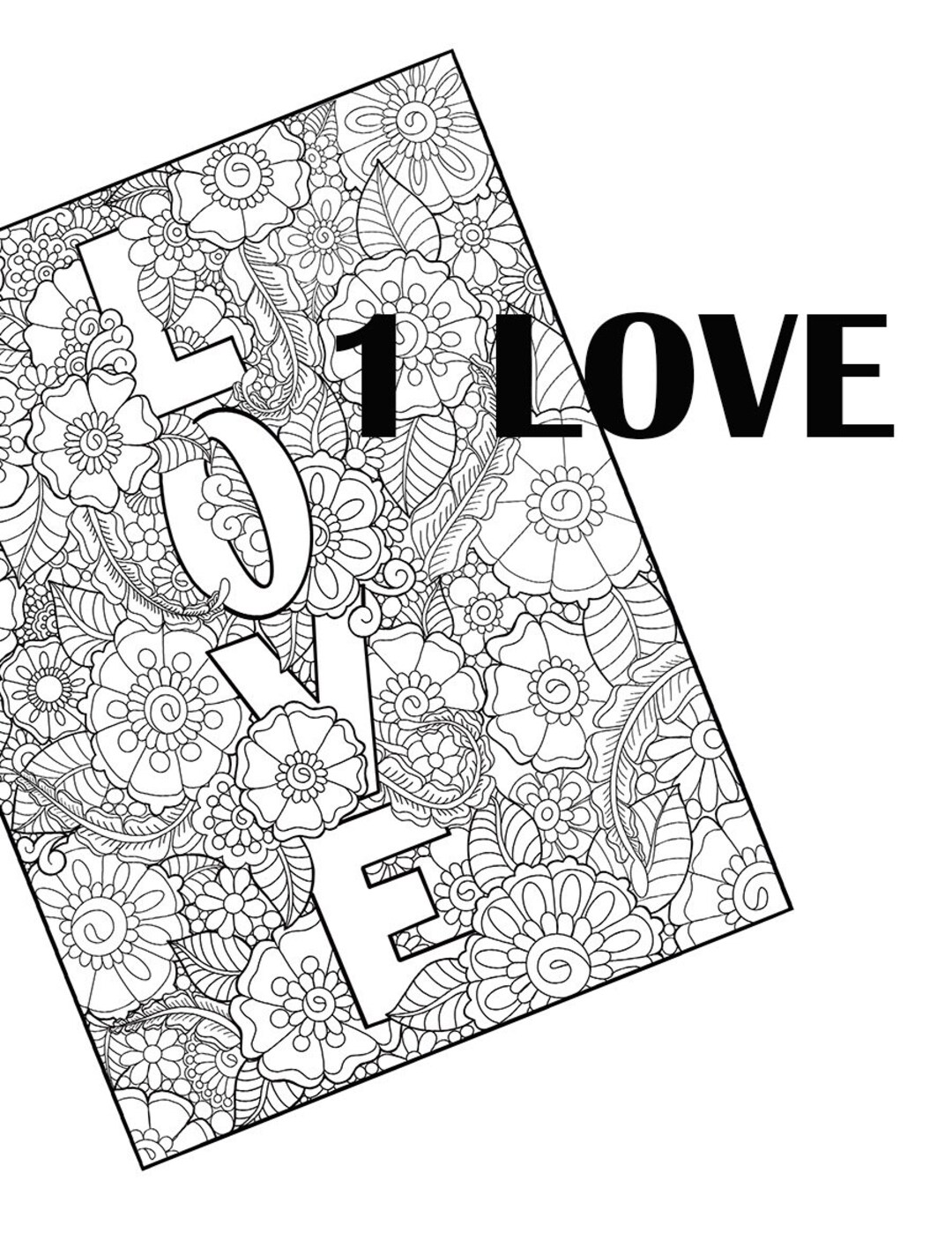 1 Love Coloring Page - Etsy
