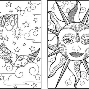 Printable Download SUN MOON Coloring Pages - Etsy