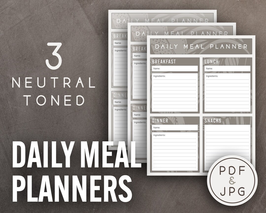 Daily Meal Planner | Printable Meal Prep Planner - Etsy