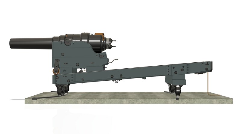 3D MODEL British Armstrong RBL 110-pr 7-inch 82 Cwt Gun on Dwarf and ...