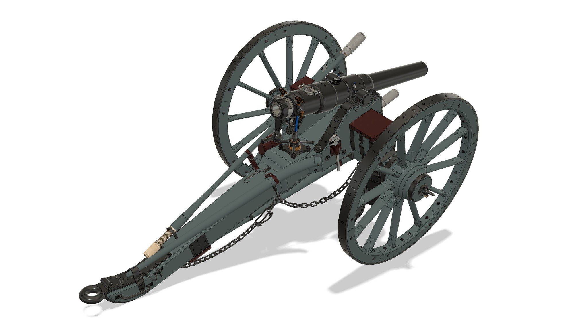 3D MODEL British Armstrong RBL 9-pounder 6 Cwt Gun on Field Carriage ca ...