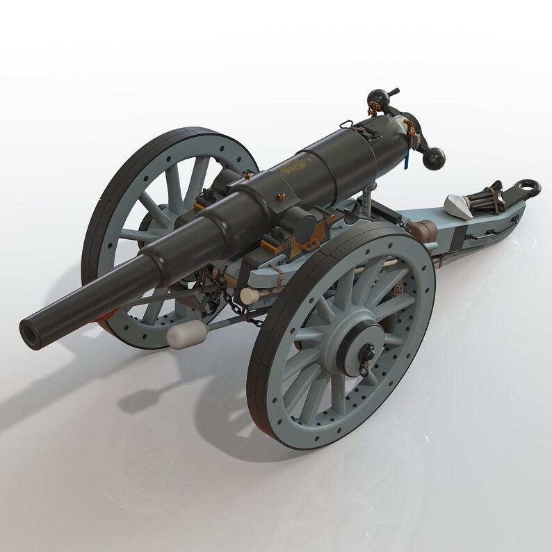 3D MODEL British Armstrong RBL 40-pounder 35 Cwt Gun on Siege Carriage ...