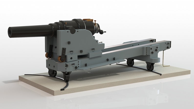 3D MODEL British Armstrong RBL 110-pr 7-inch 82 Cwt Gun on Dwarf and ...