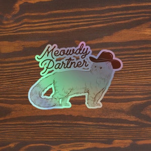 Meowdy Partner Cowboy Cat Meme Sticker for Cat Lover Gift for Mom Funny ...