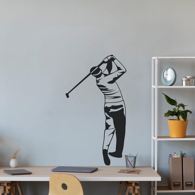 Golf Club Decal With Drawing of Player for Walls - Full-body Golf ...