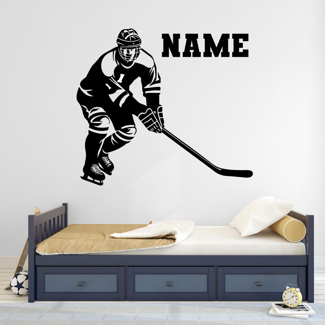 Hockey Wall Stickers - Hockey Name Decal - Hockey Wall Decal - Wall ...