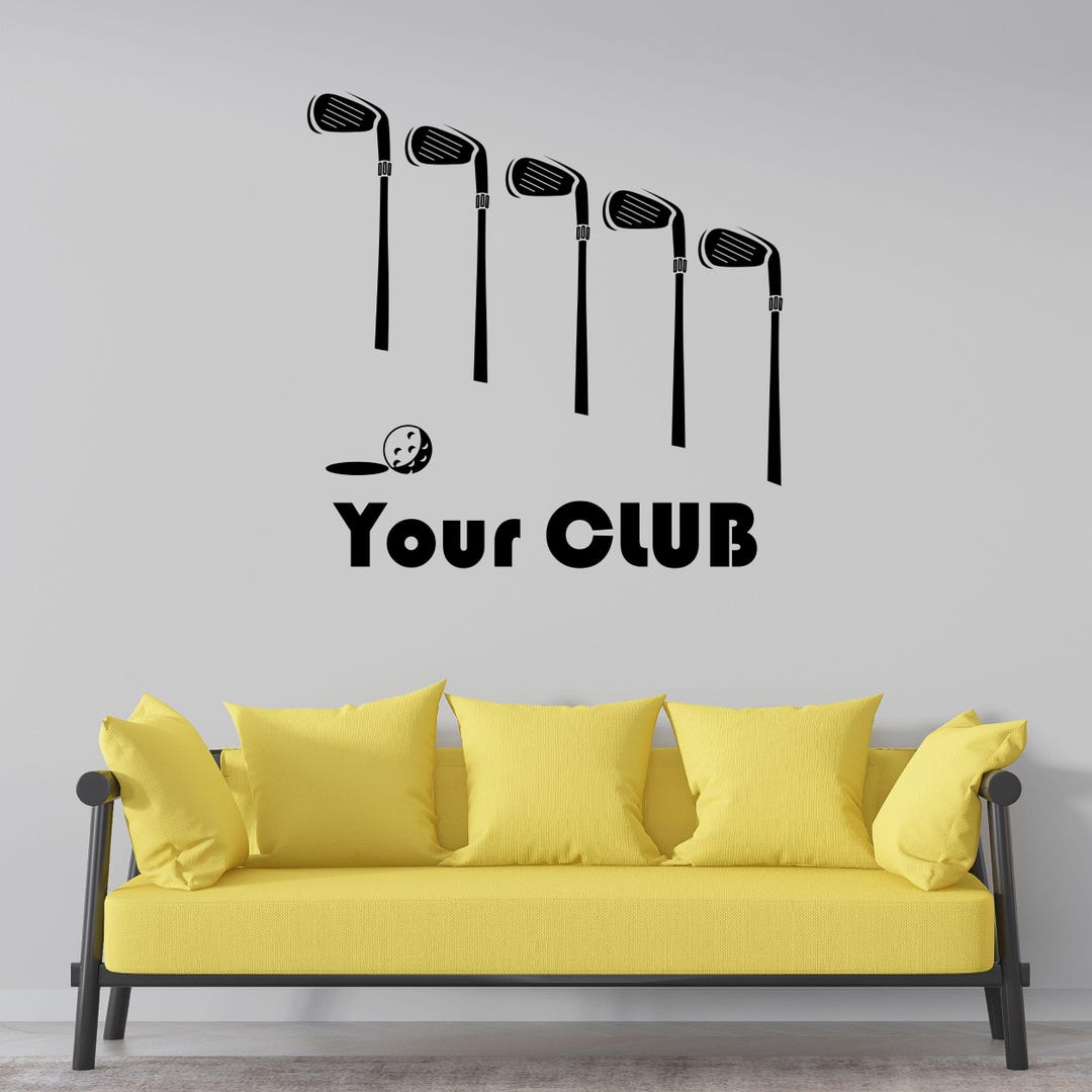 Five Golf Sticks Iron Custom Decal With Text - Personalized Golf ...