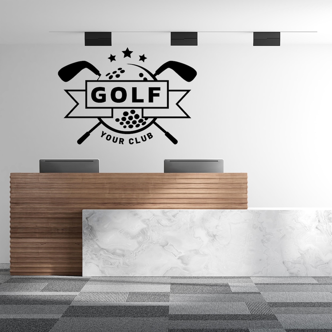 Big Golf Club Logo With Three Stars Custom Decal - Creative Vinyl Wall ...