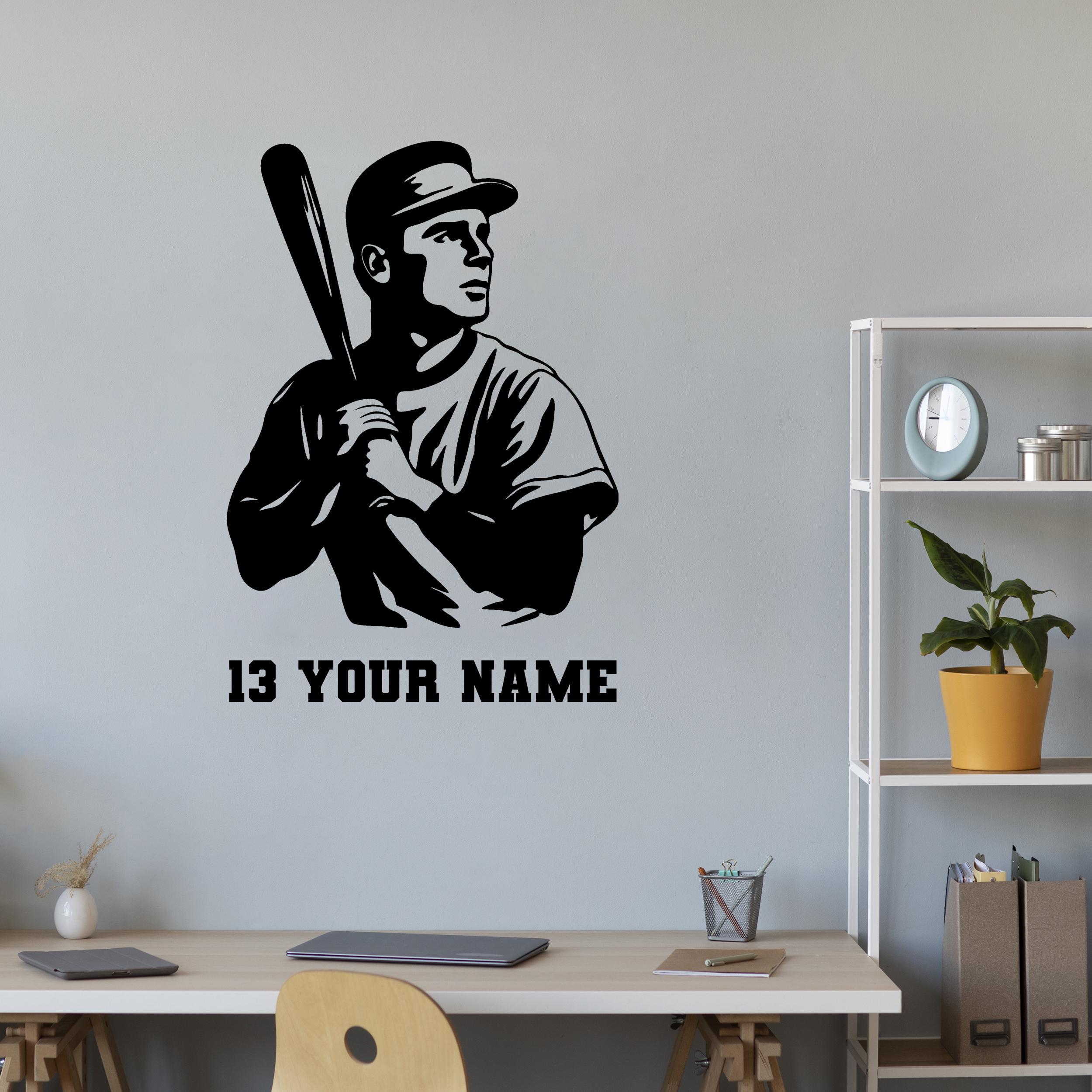 Baseball Name Decal for Bedroom - Custom Baseball Wall Art ...