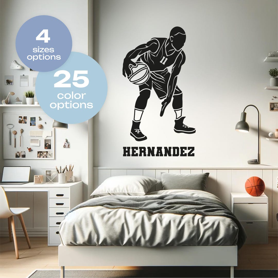 Custom Basketball Decals for Walls - Basketball Decorations for Bedroom ...