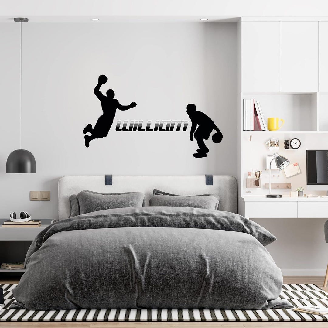 Basketball Players Wall Decor - Custom Name Wall Decal - Select Name of ...