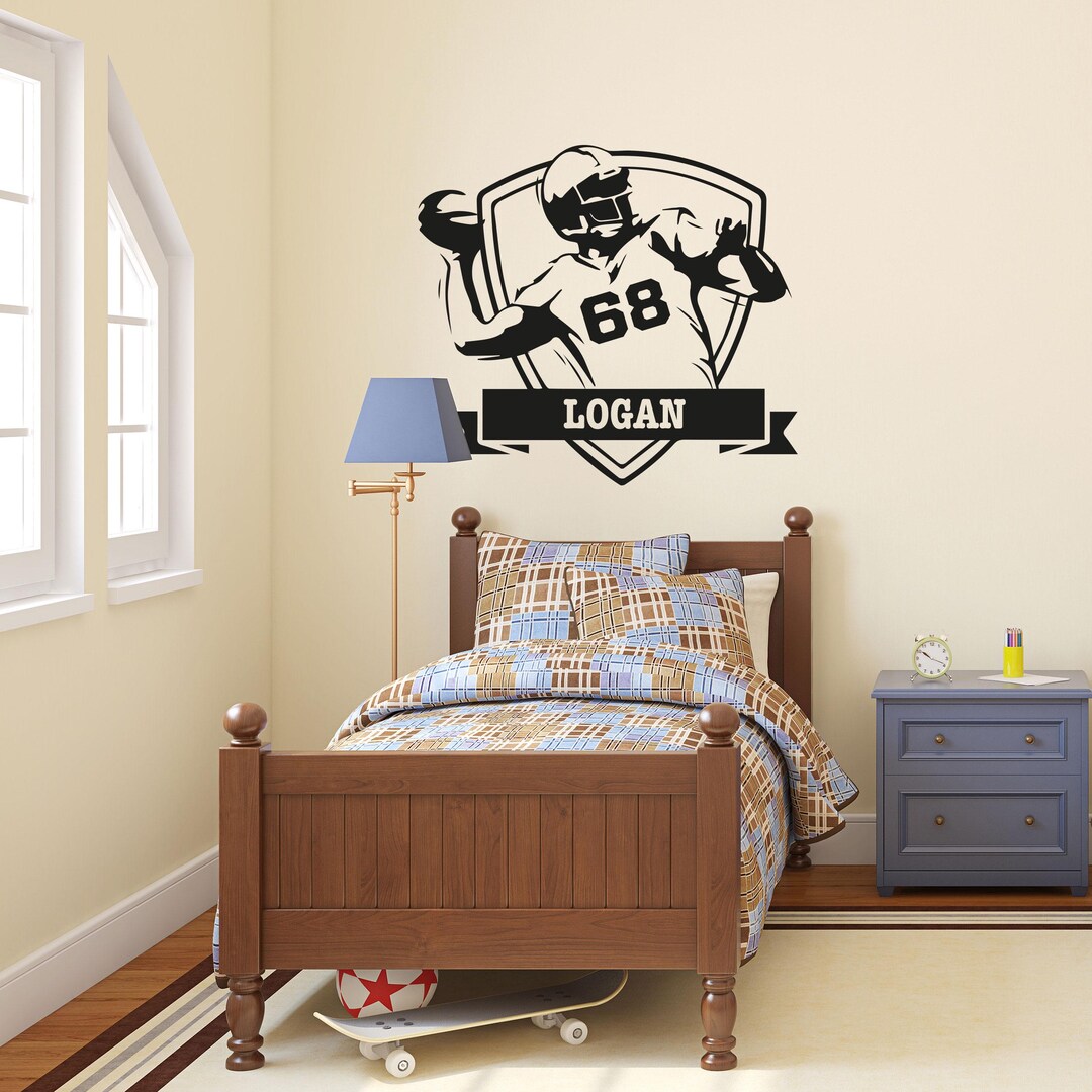 Personalized Custom Football Wall Decal With Football Player Throwing ...
