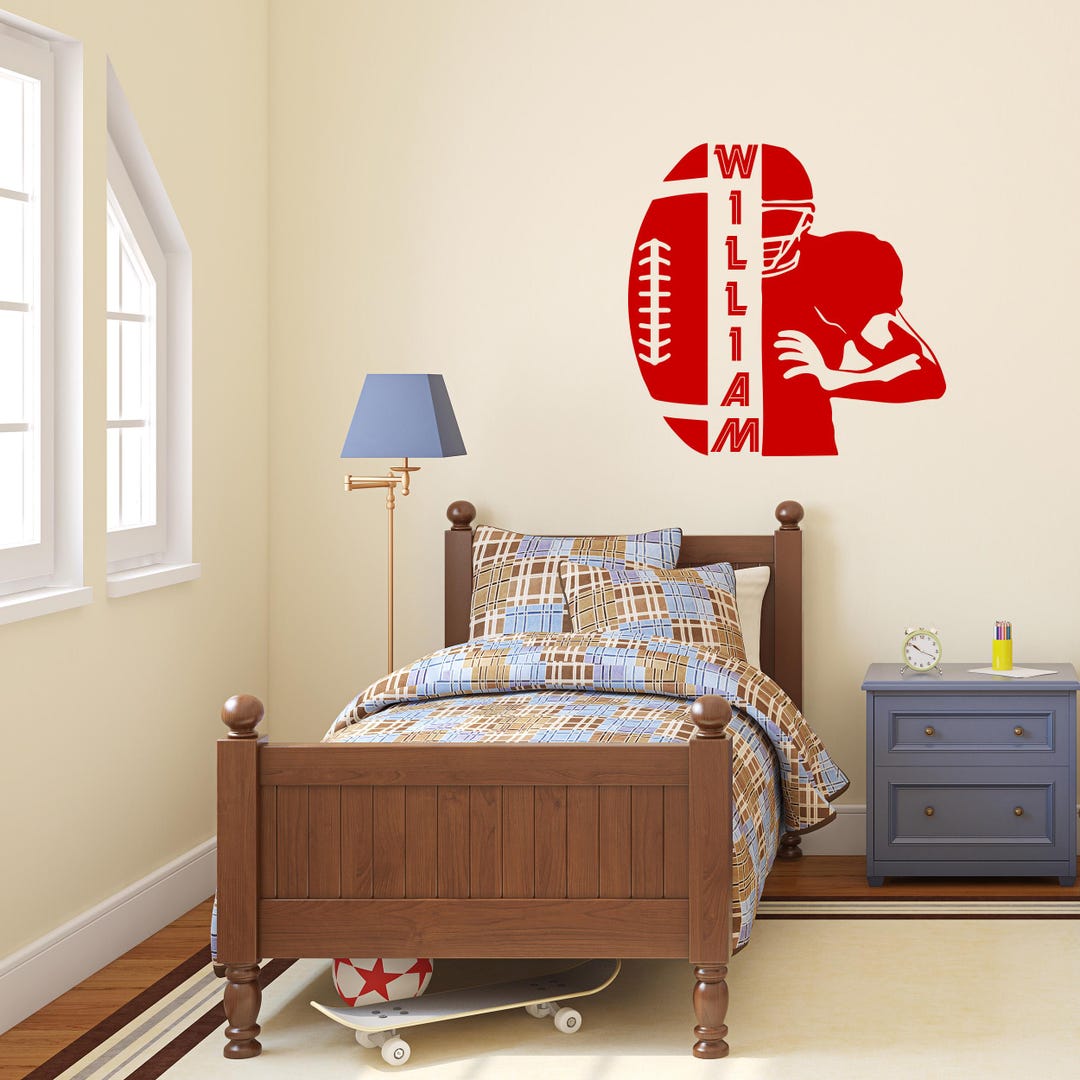Personalized Decal With Halves of American Football Player and Ball ...