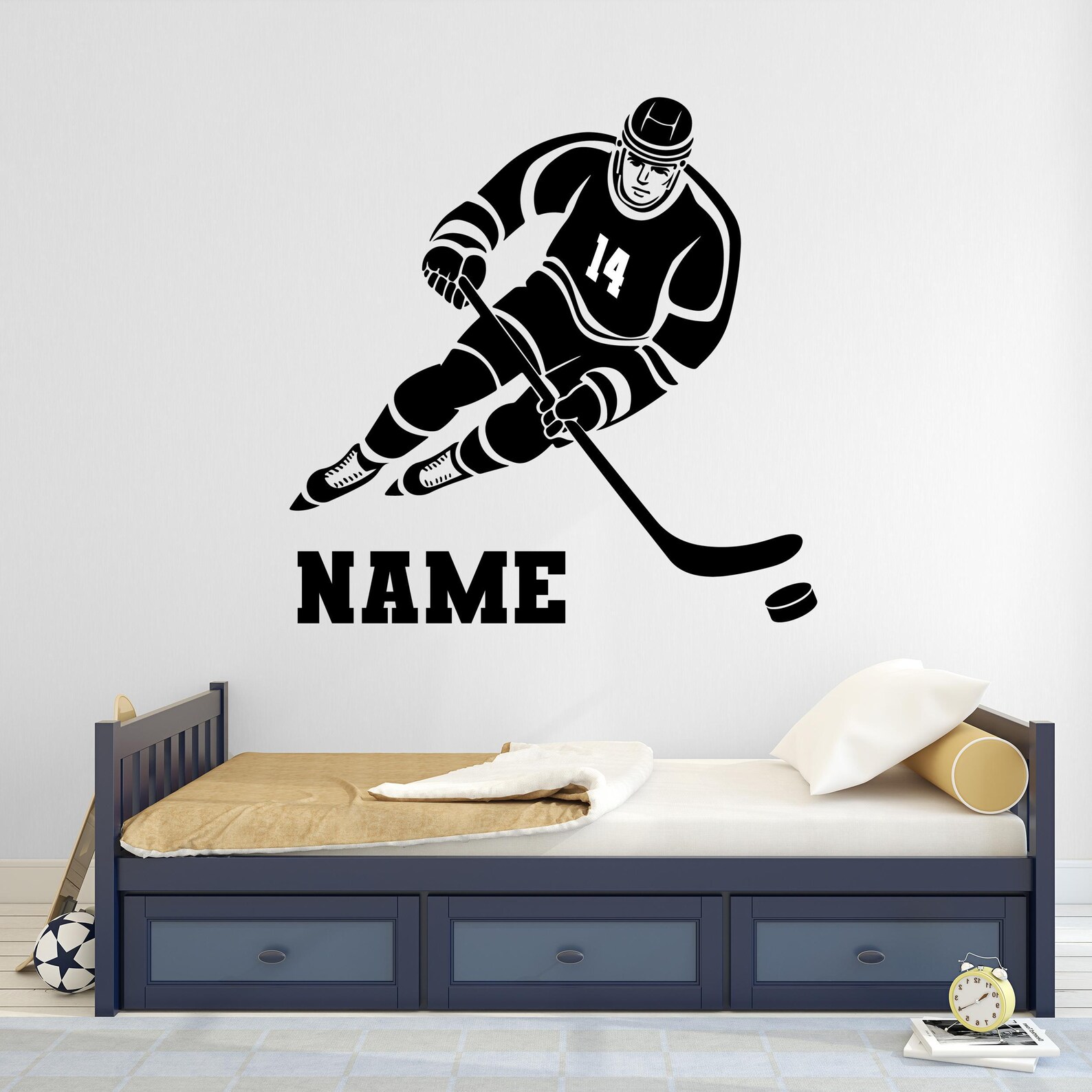 Hockey Name Decal - Ice Hockey Wall Decal - Hockey Player Decal ...