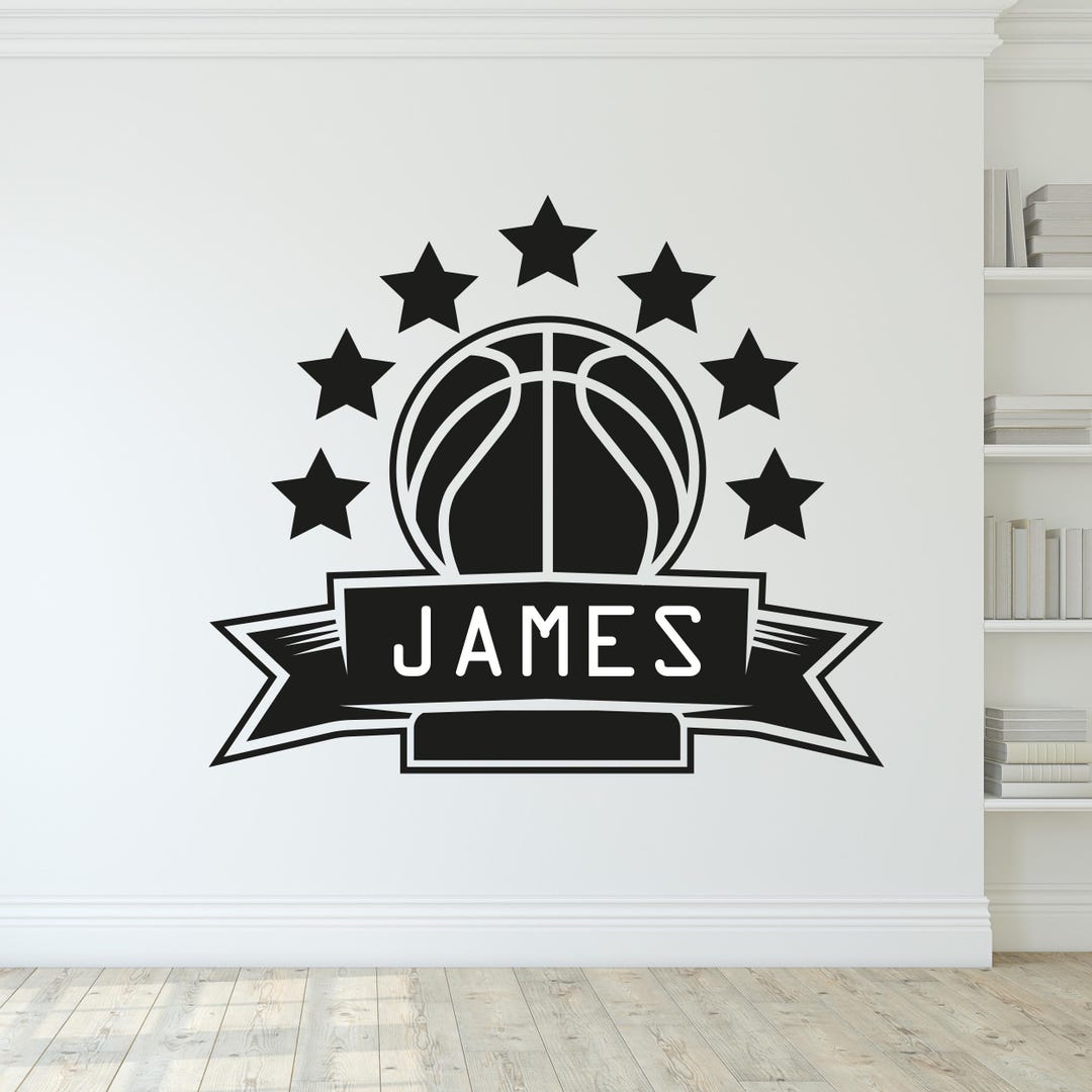 Basketball Player Name Vinyl Decal With Ball and Stars for Basketball ...
