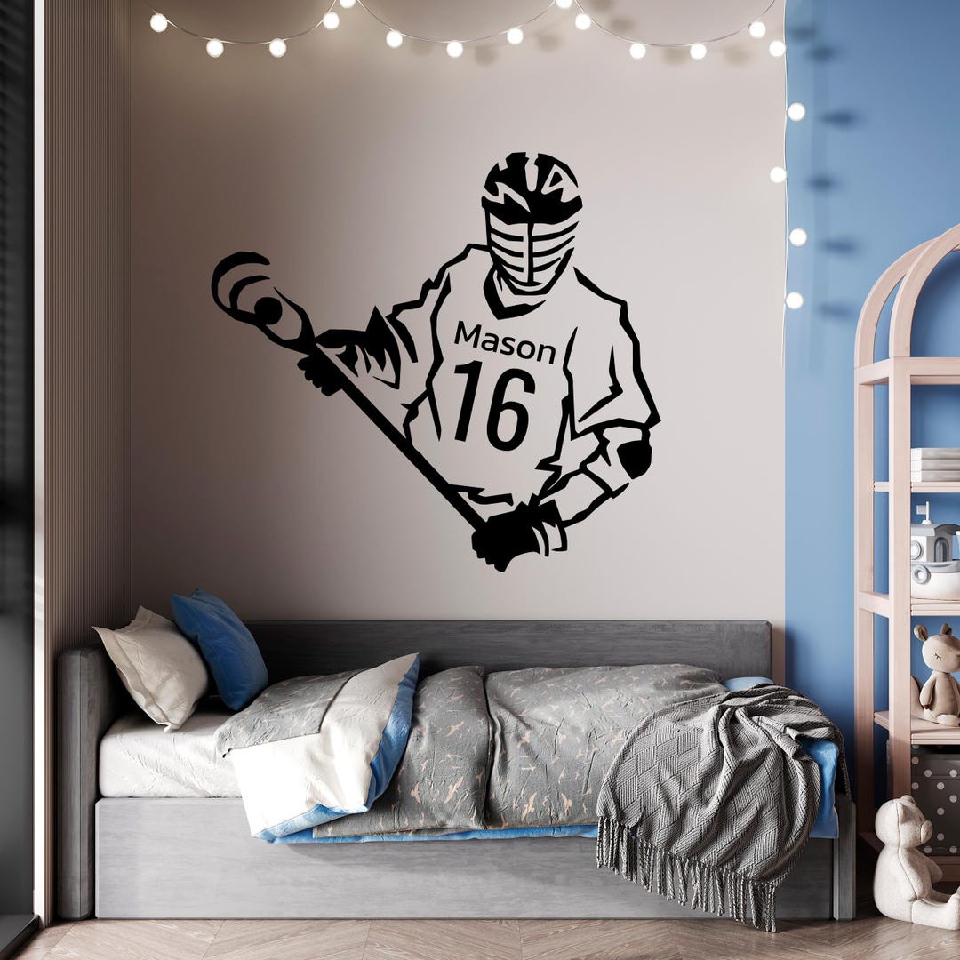 Custom Name Decals With Lacrosse Player Game Accessories and Custom ...